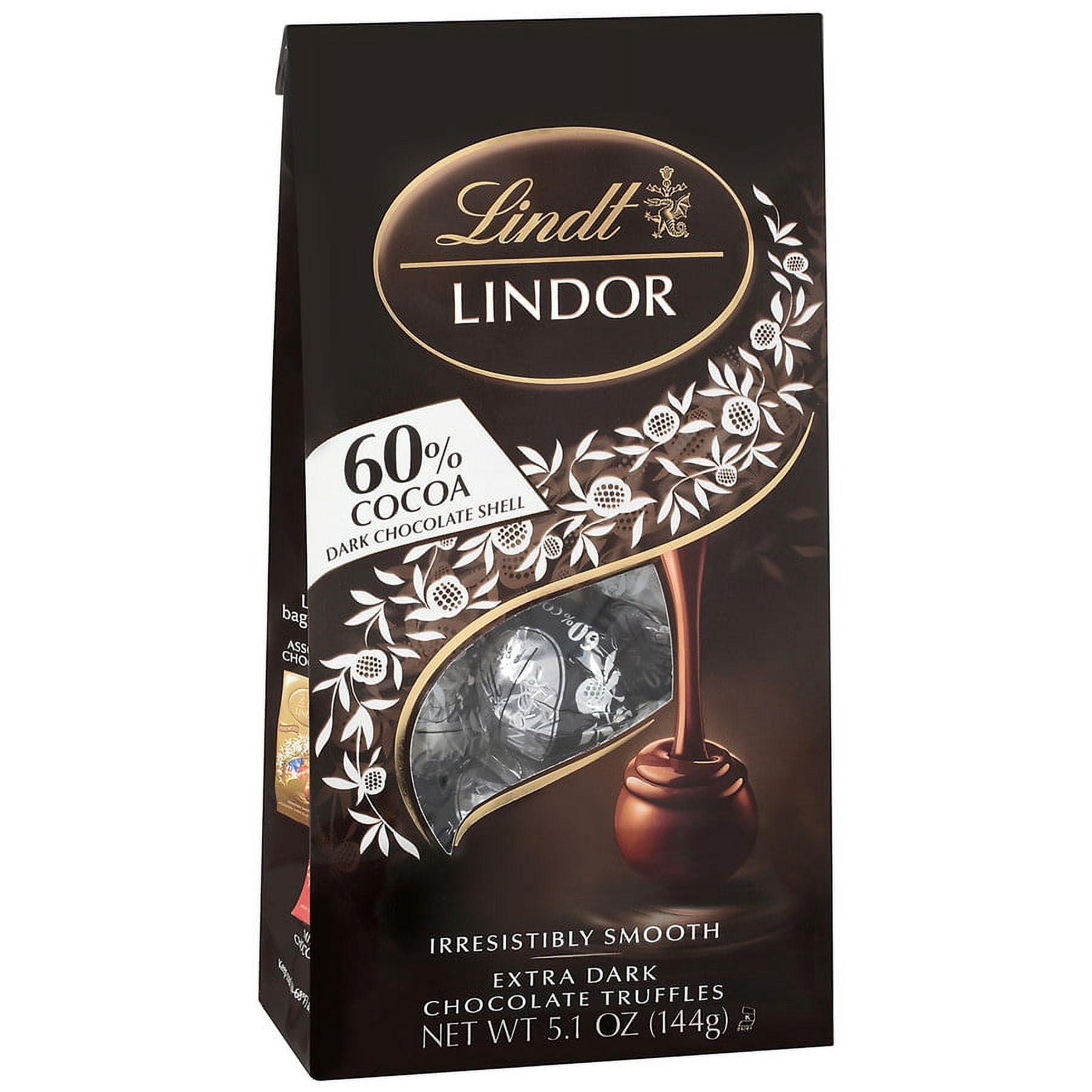 Lindt Lindor 60% Extra Dark Chocolate Truffles Bag, Extra Dark ...