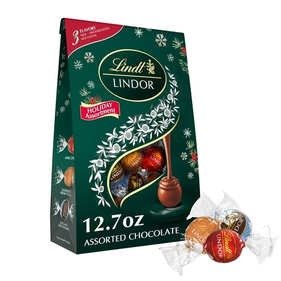 Lindt Lindor Holiday Assorted Chocolate Candy Truffles, 12.7 oz. Bag ...