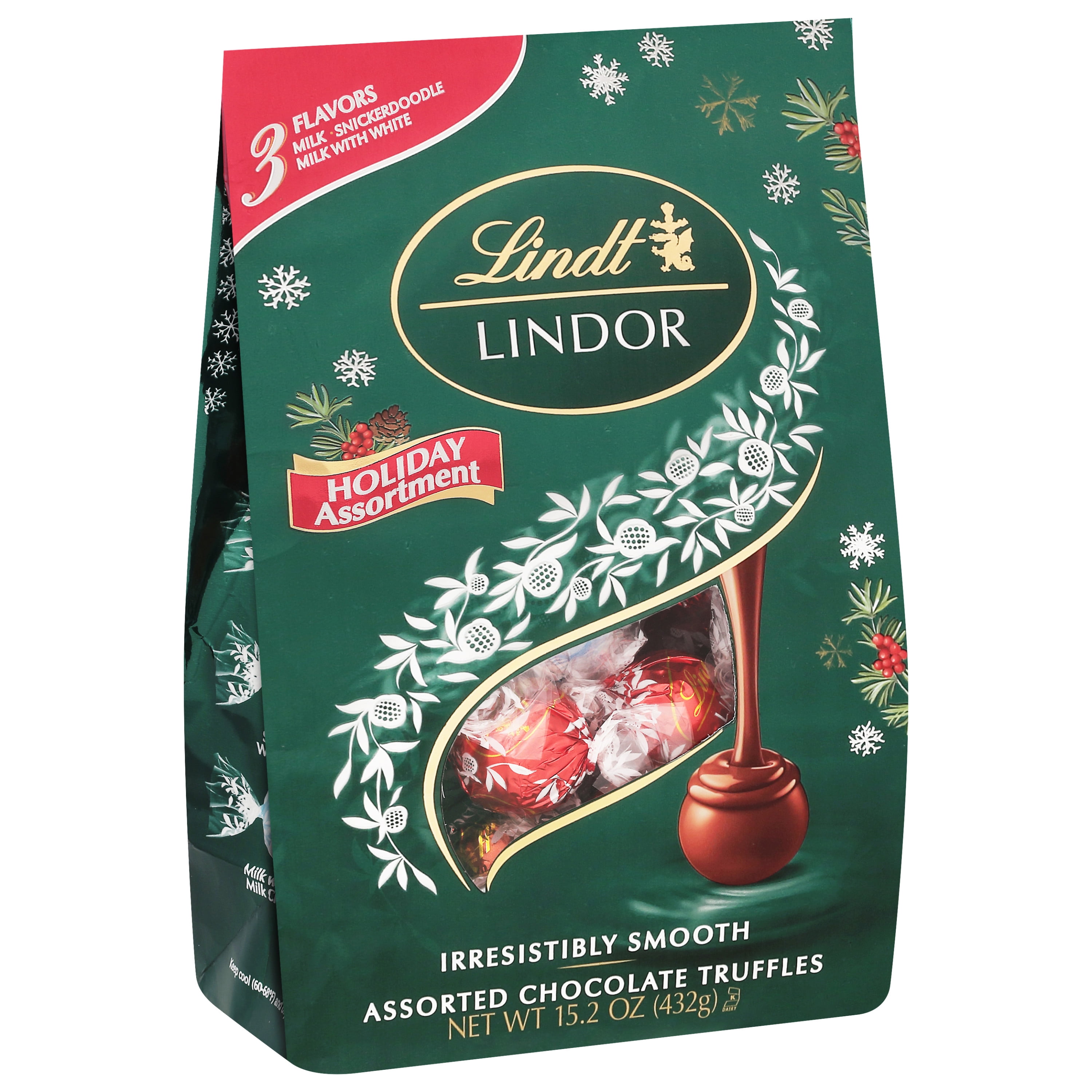 Lindt Lindor Holiday Assorted Chocolate Candy Truffles, 15.2 oz. Bag ...