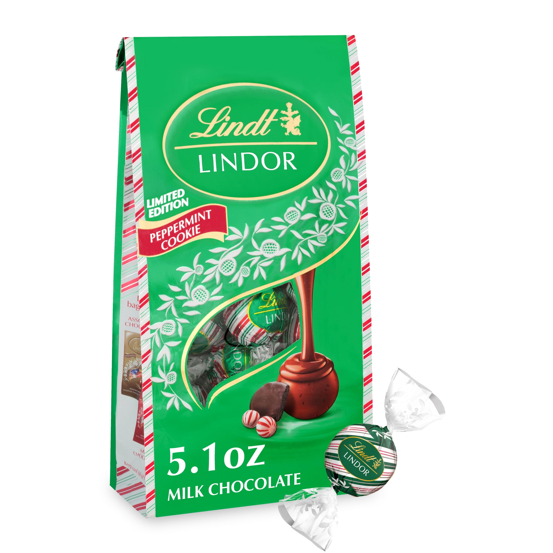 Lindt LINDOR Holiday Limited Edition Peppermint Cookie Milk Chocolate ...