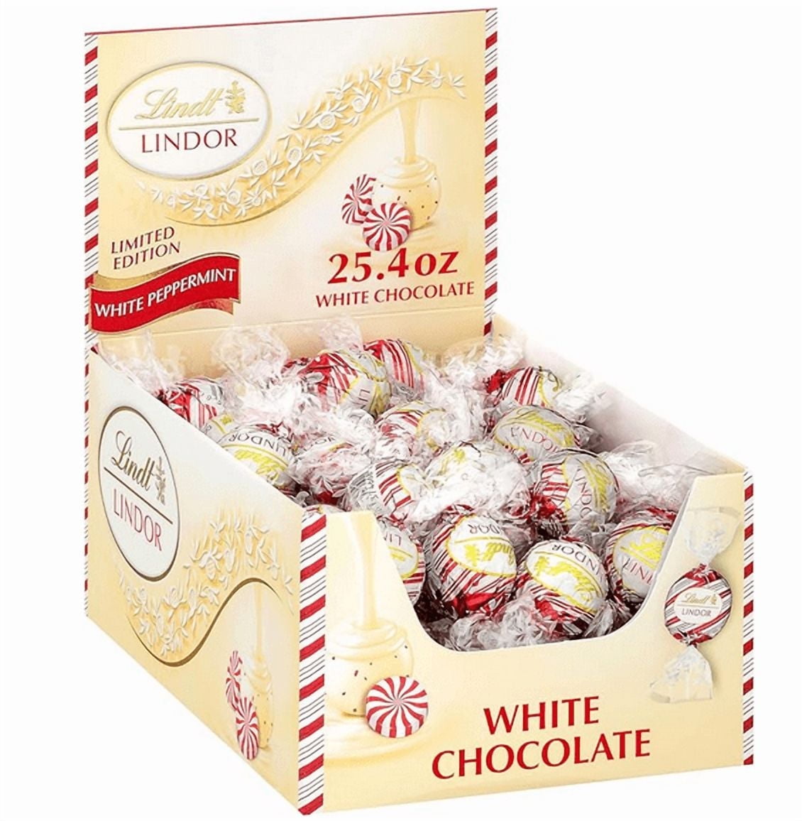 Lindt Lindor Peppermint White Chocolate Candy Truffles, 25.4 oz., 60 ...