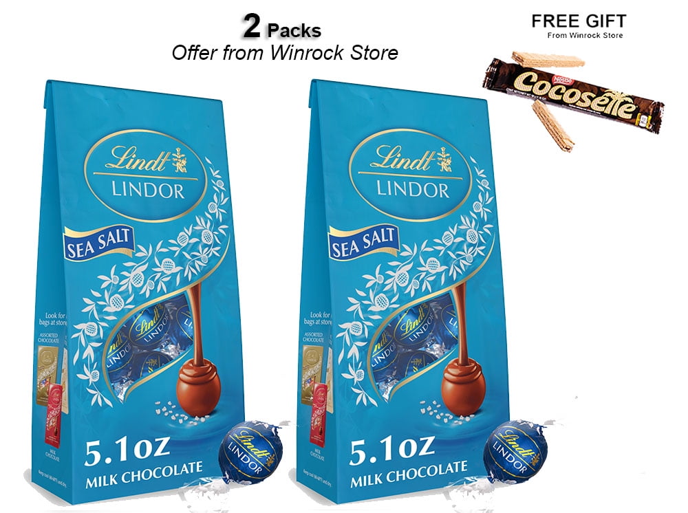 Lindt Lindor Sea Salt Milk Chocolate Candy Truffles, 5.1 oz. (2 Packs ...