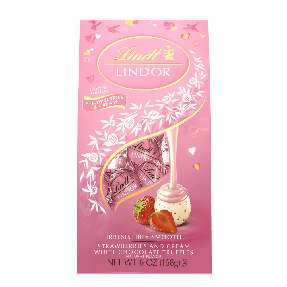 Lindt Lindor Valentine's Strawberries and Cream White Chocolate ...