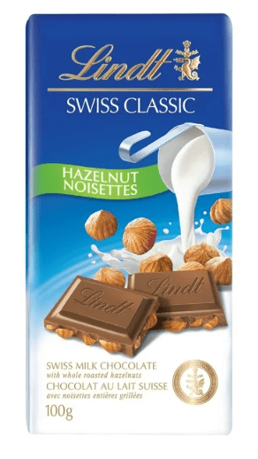 Lindt SWISS CLASSIC Hazelnut Milk Chocolate Bar, 100g - Walmart.com