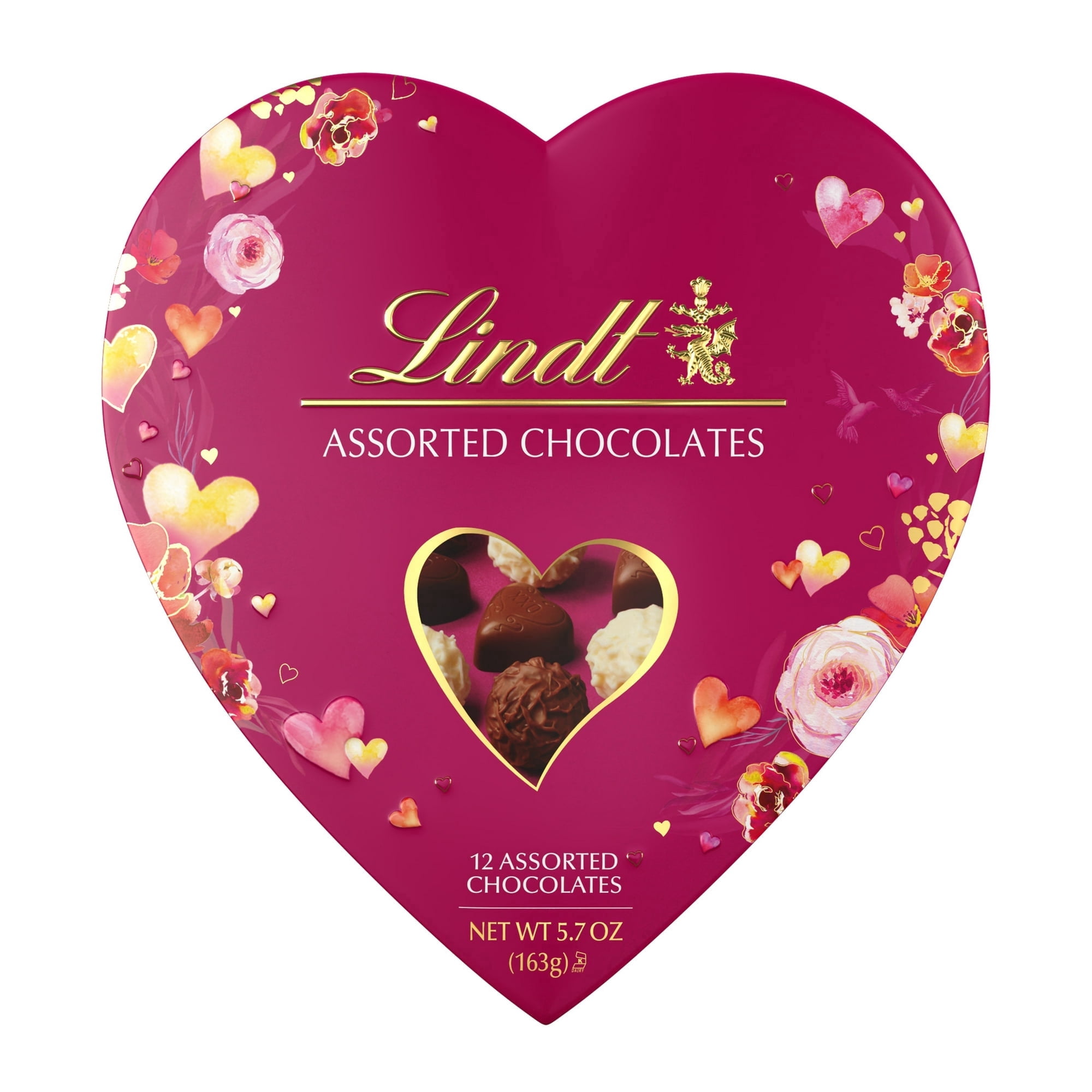 Lindt Valentine's Day Gourmet Truffles Assorted Chocolate Candy Heart ...