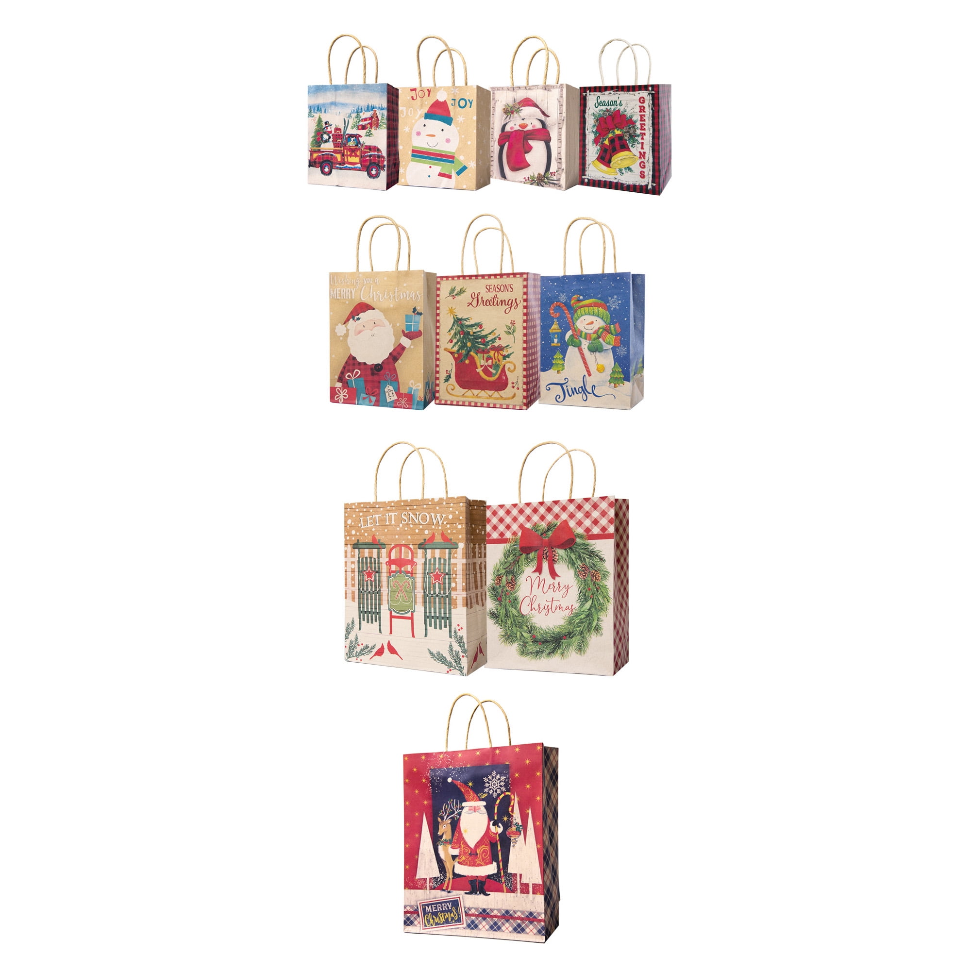 Lindy Bowman Pack of 10 Assorted Christmas Gift Bags with Handle ...