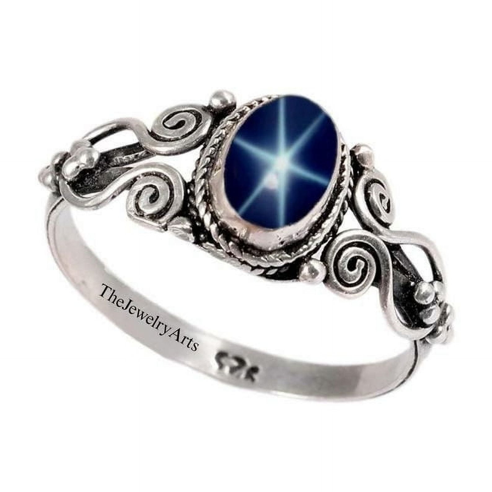 Lindy Star Ring, Blue Star Sapphire Ring, 925 Sterling Silver Ring ...