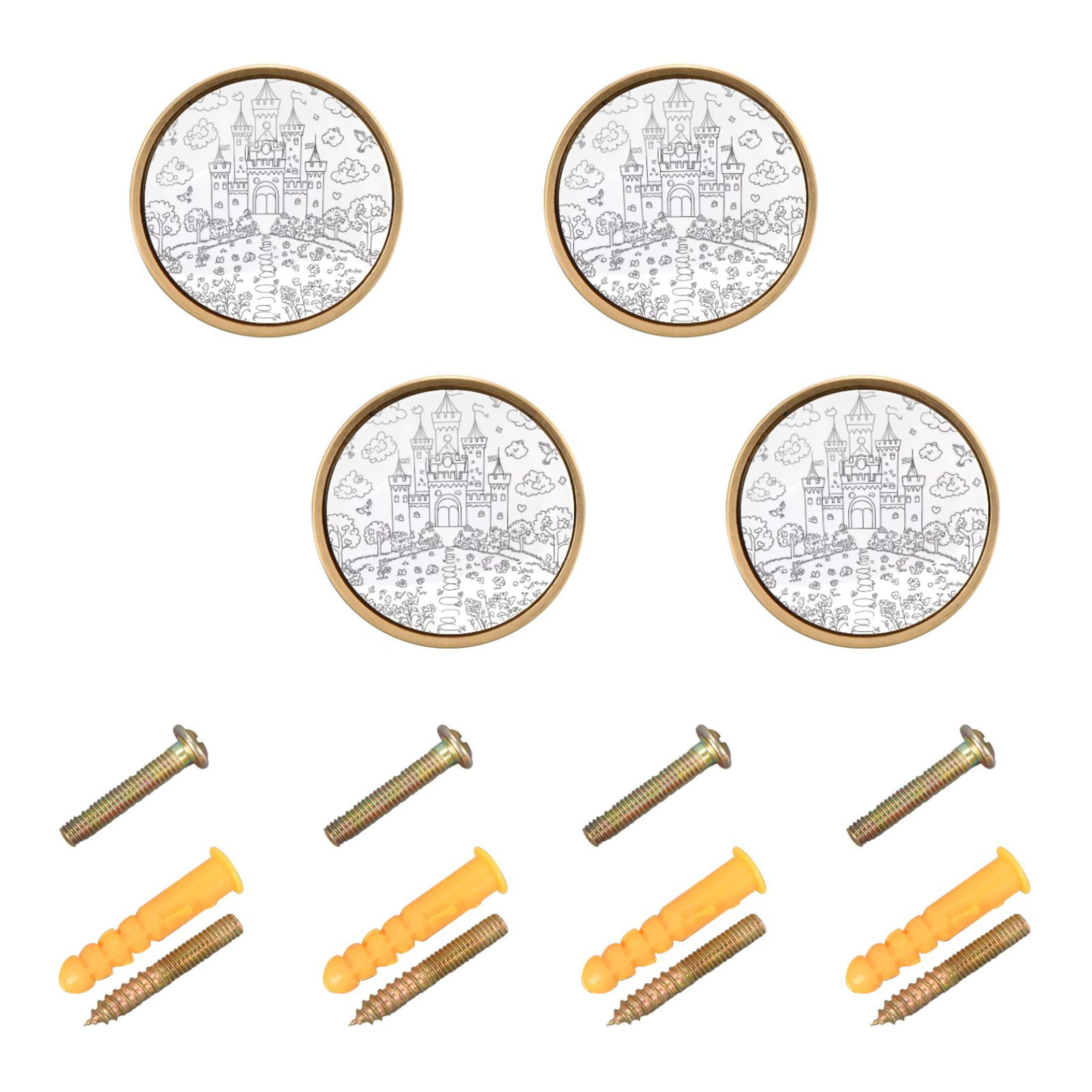 Line Art Castle Pattern Cabinet Furniture Knobs Drawer Metal Pulls 1 ...