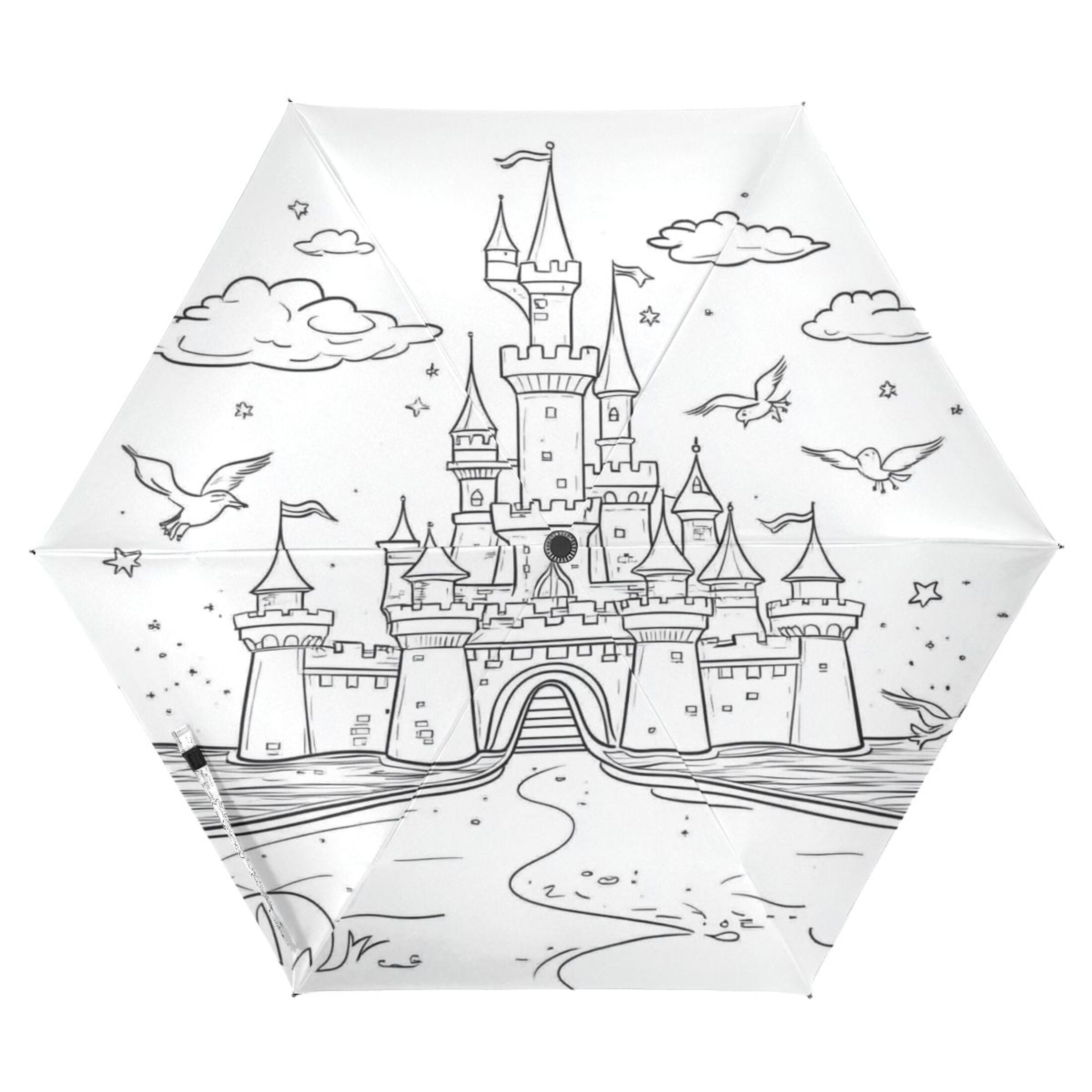 Line Art Castle UV50+ Sunscreen Portable Umbrella, Waterproof, Ultra ...