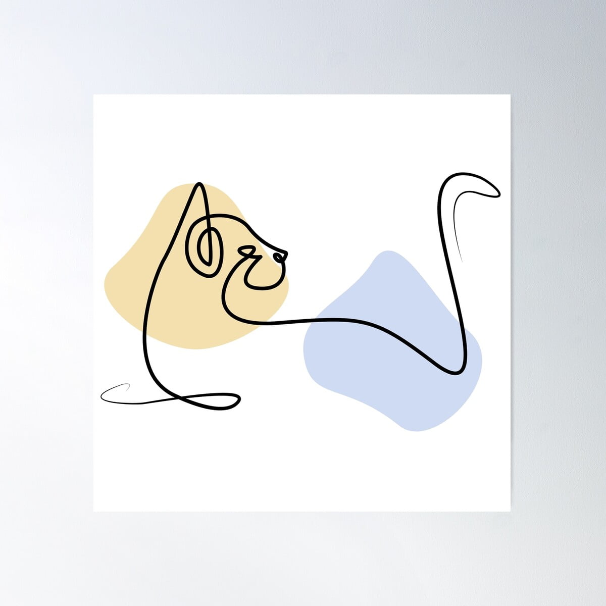 Line Art Cute Cat Sitting Poster Wall Art, Modern Wall Decor For Living ...