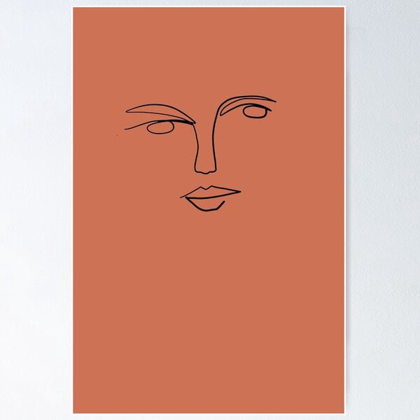Line Art Face Drawing Poster Wall Art, Modern Wall Decor For Living ...
