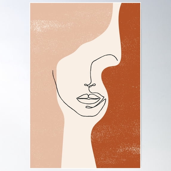 Line Art Facial Features Poster Wall Art, Modern Wall Decor For Living ...