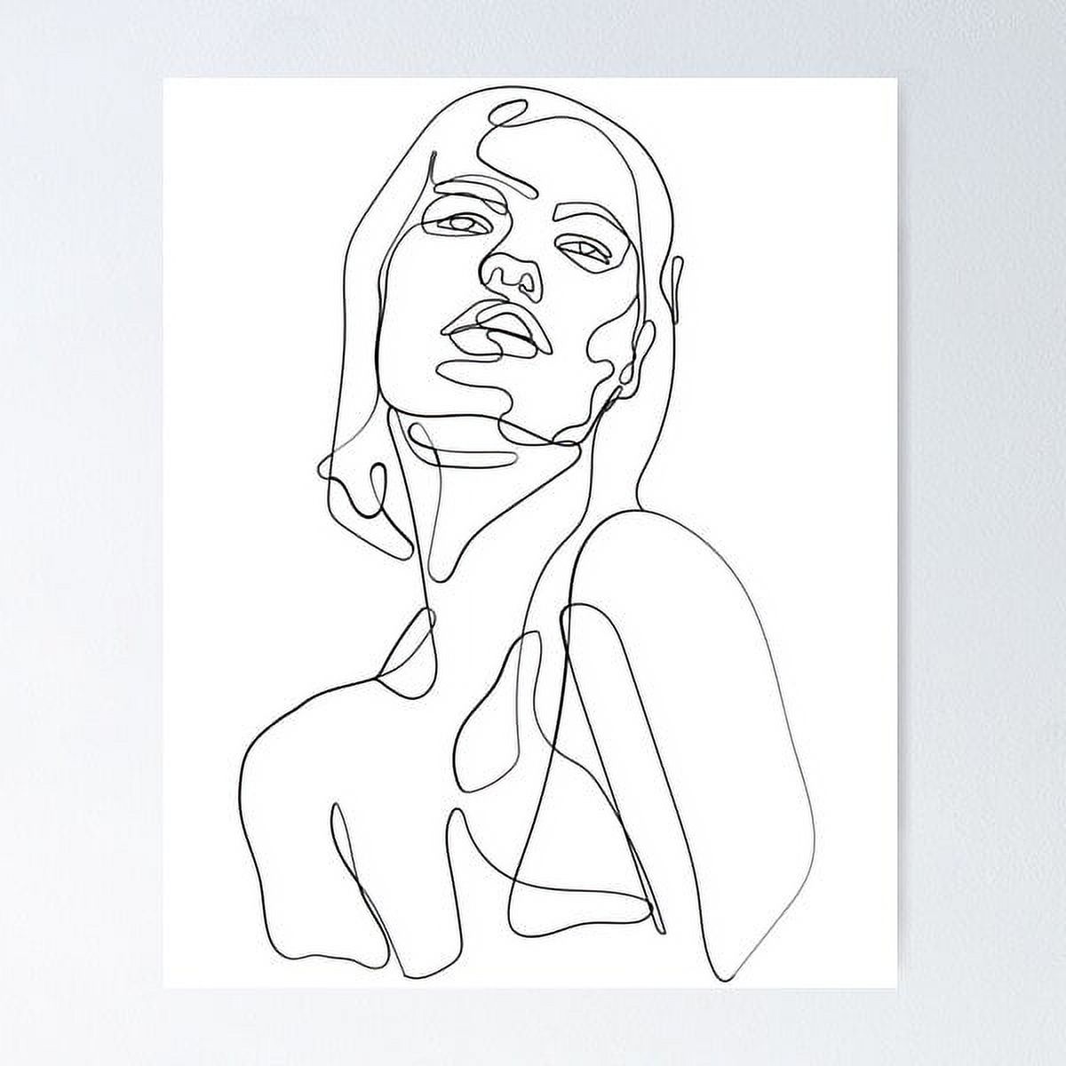 Line Art Lady/ Girl Poster Wall Art, Modern Wall Decor For Living Room ...