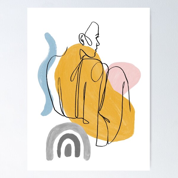 Line Art, Line Drawing, One Line, Female Figure Poster Wall Art, Modern ...