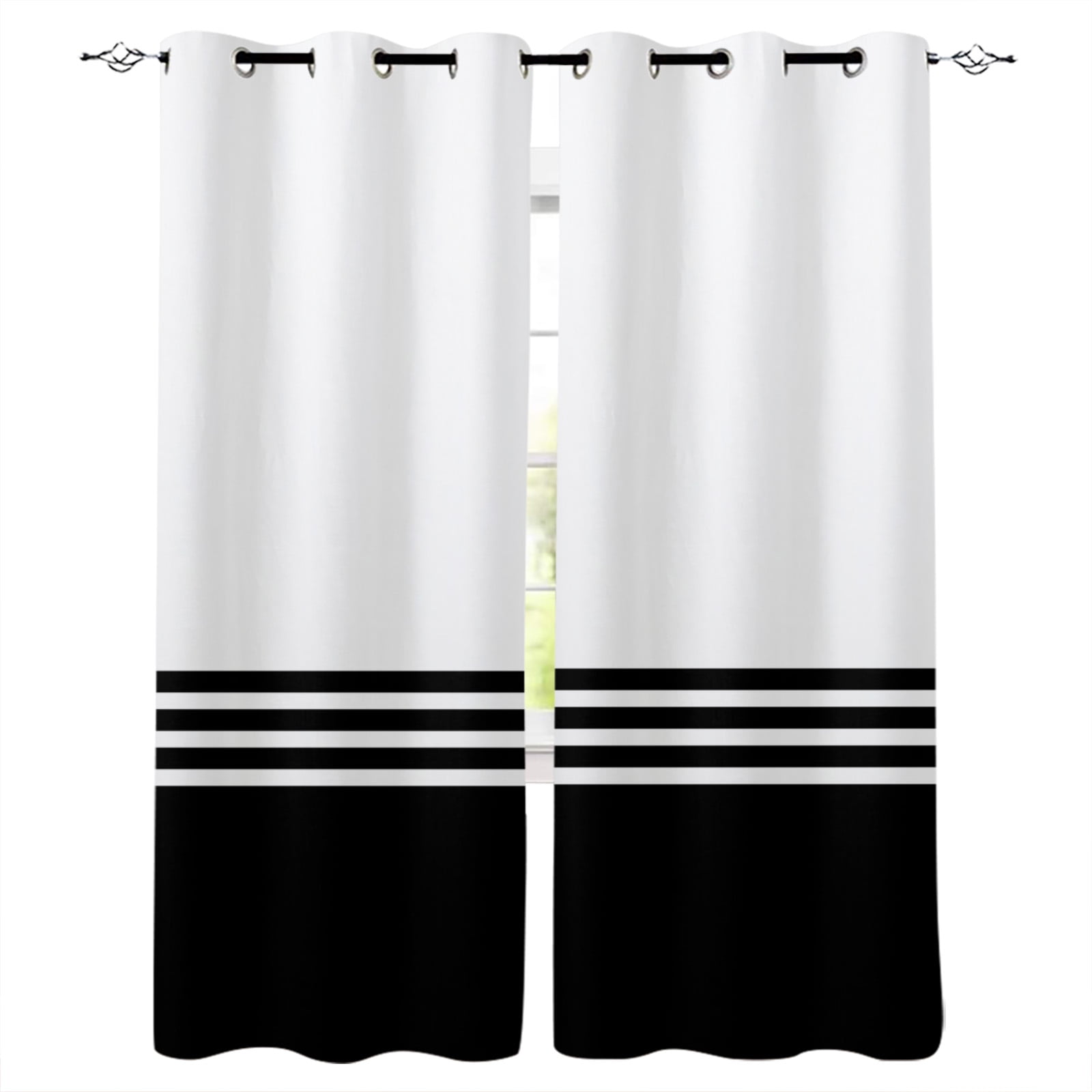 Line Art Minimalist Texture Print Window Curtains Luxury European ...