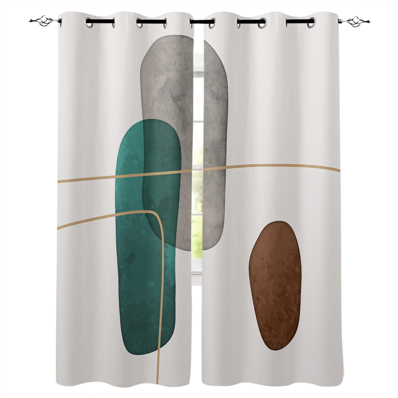 Line Art Minimalist Texture Print Window Curtains Luxury European ...