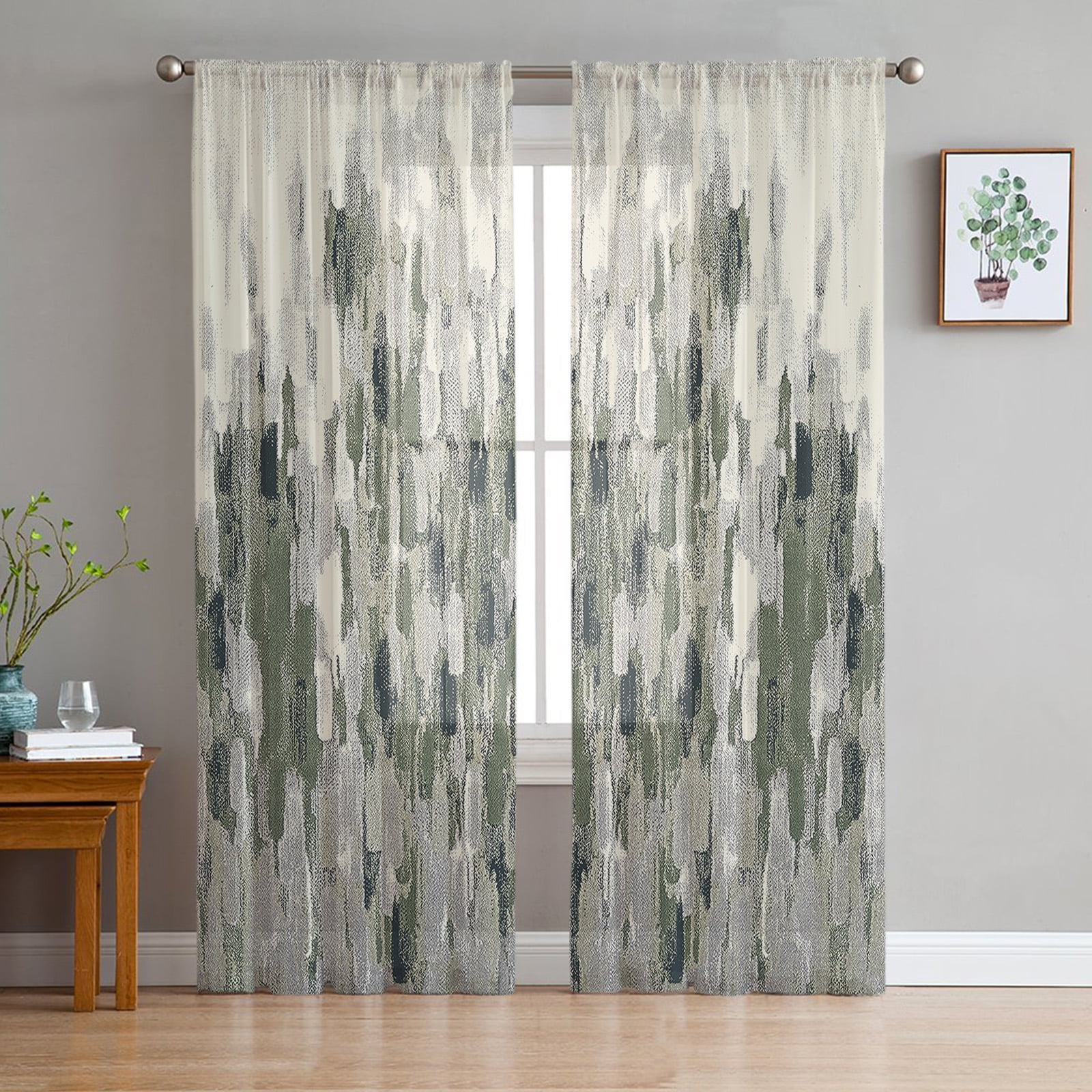 Line Art Minimalist Texture Sheer Curtains For Living Room Bedroom ...
