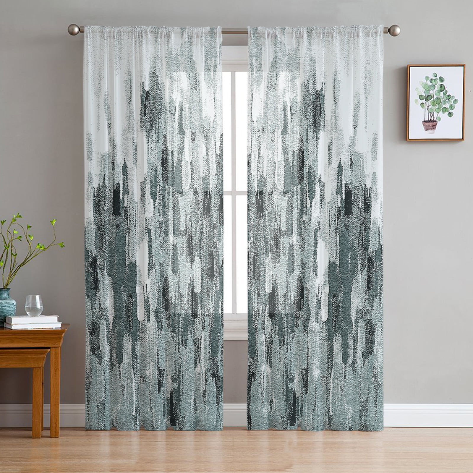 Line Art Minimalist Texture Sheer Curtains For Living Room Bedroom ...