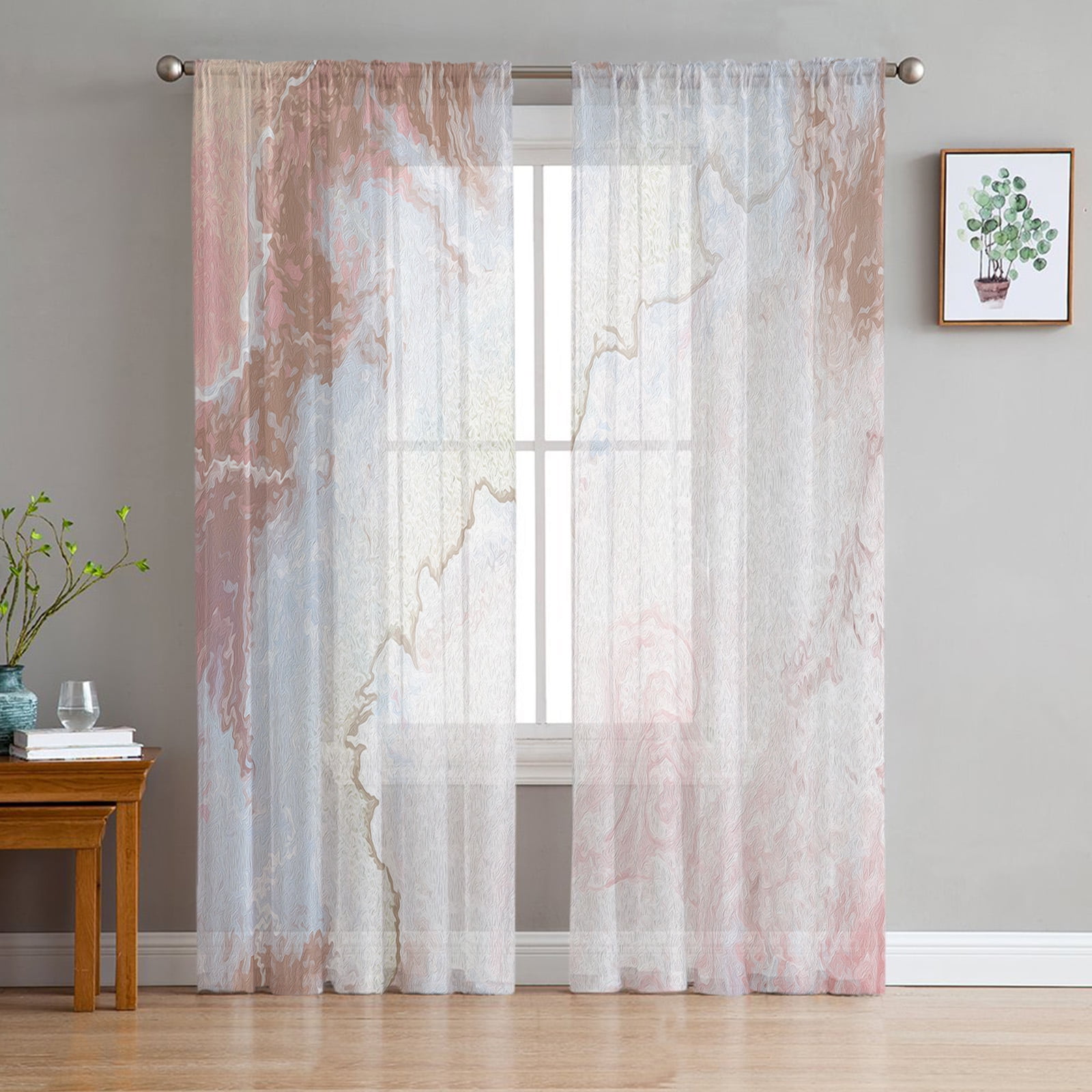 Line Art Minimalist Texture Sheer Curtains For Living Room Bedroom ...