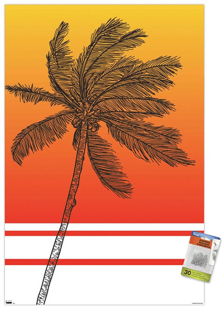 Line Art - Palm Tree Wall Poster with Push Pins, 22.375" x 34 ...