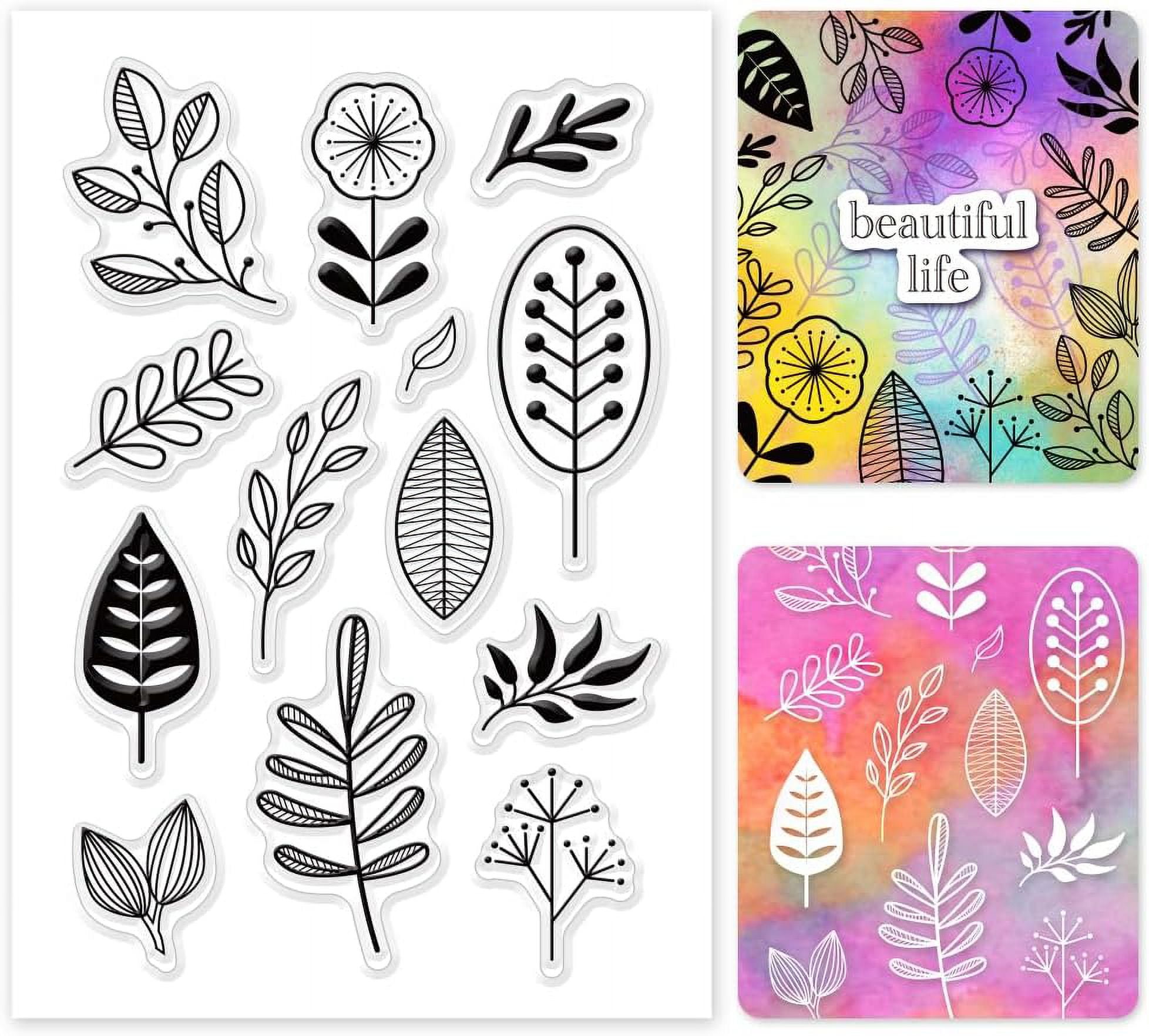 Line Art Plant Stamps Clear Leaf Stamps PVC Plastic Clear Stamps ...