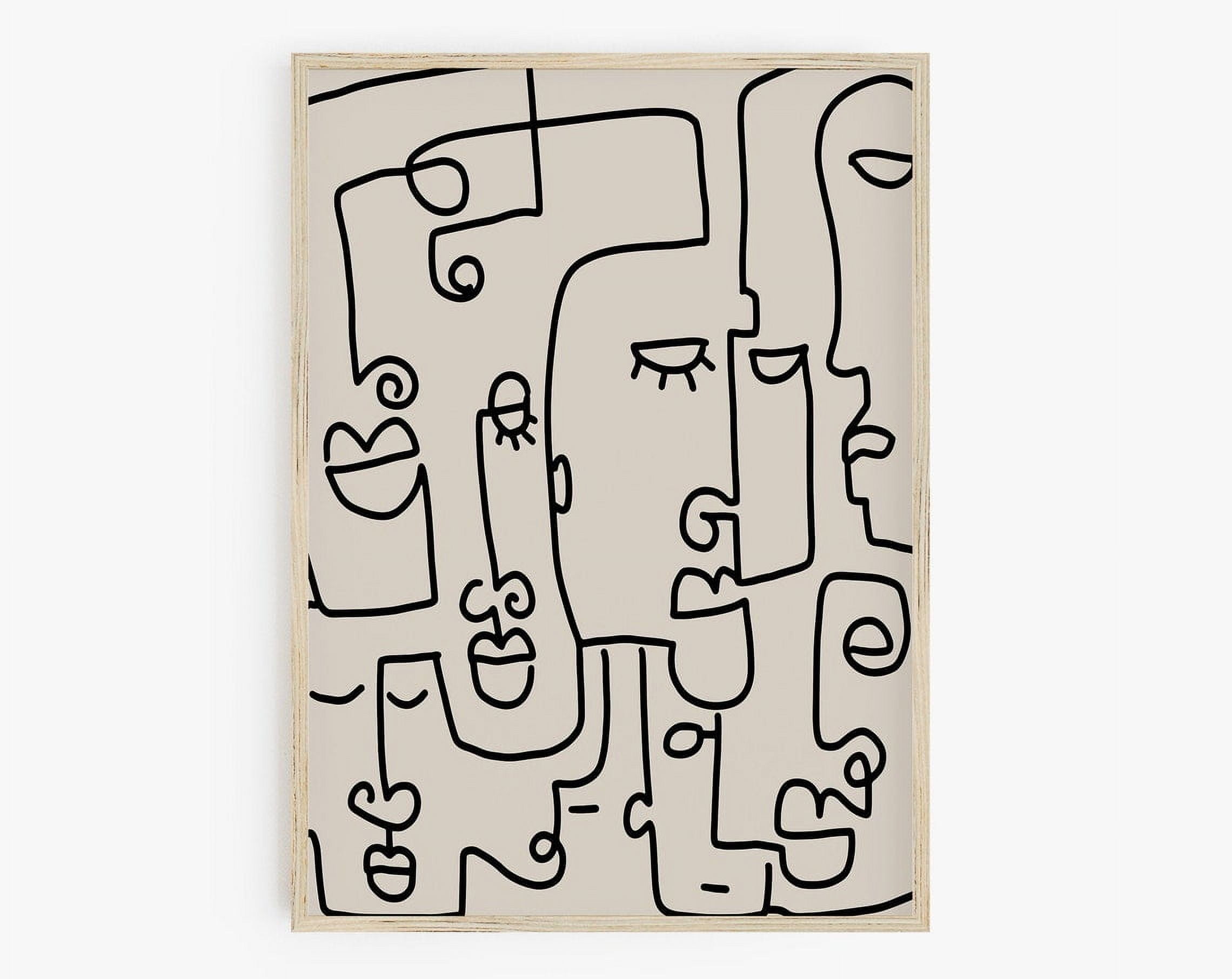 Line Art Print Abstract Face Continuous Line Art, Primitive Print ...
