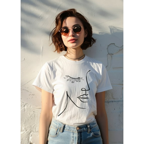 Line Art Shirt Face Abstract Drawing T shirt Minimalist Summer ...
