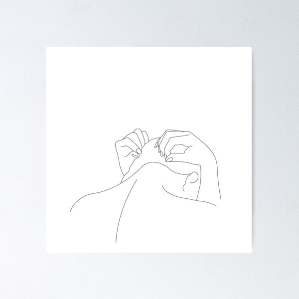 Line Art Woman In Distress Poster Wall Art, Modern Wall Decor For ...