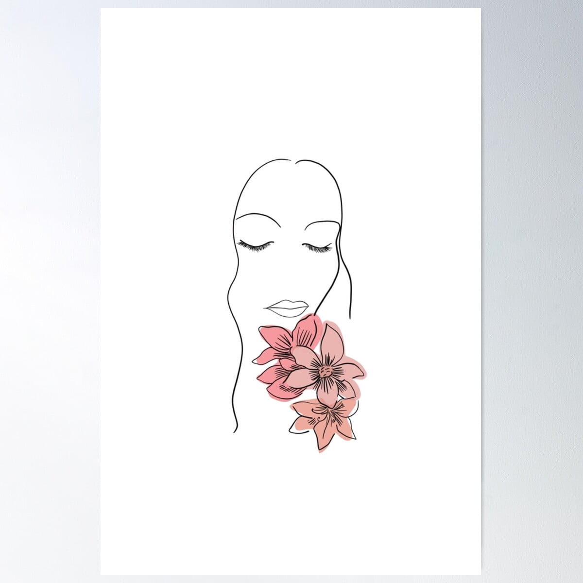 Line Art Woman Smelling Flowers Poster Wall Art, Modern Wall Decor For ...