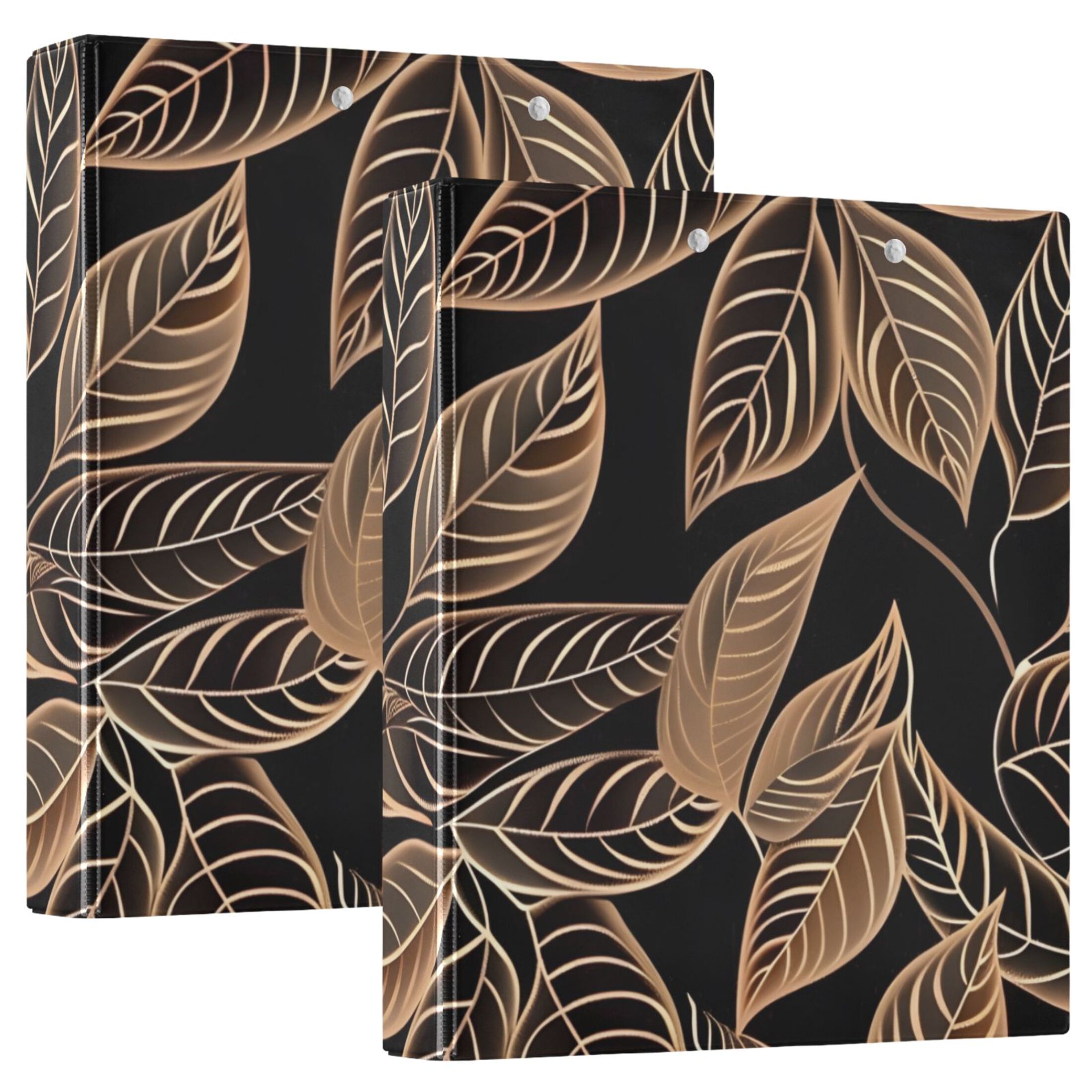 Line Copper Leaves 3 Ring Hardcover Binders 1.5" Round Rings for Letter ...
