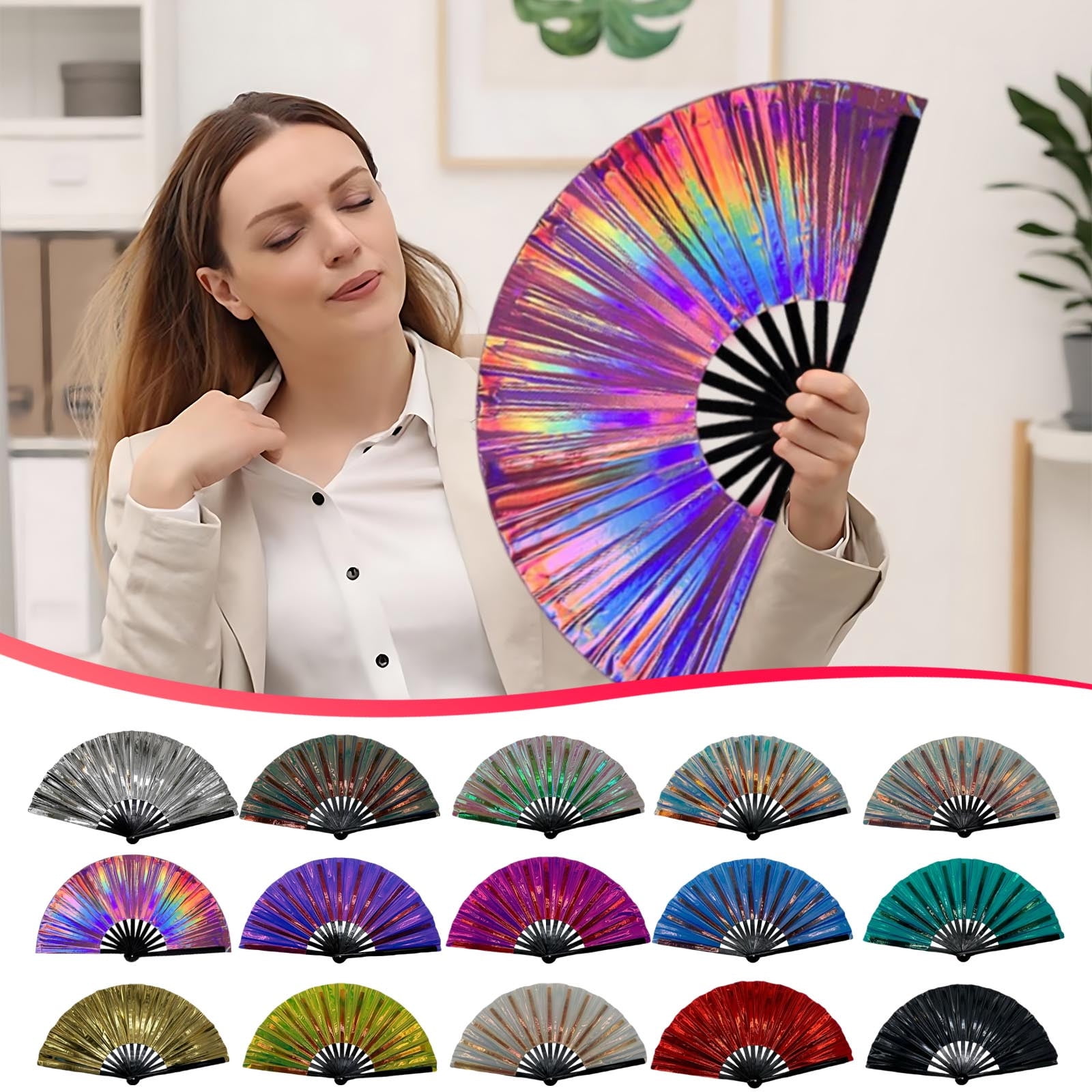 Line Dance Popping Fan, Clack Fans for Line Dancing, Large Holographic ...
