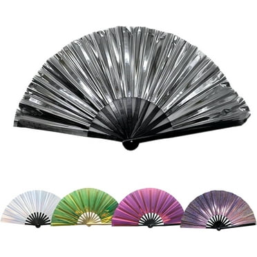 Boots On the Ground Fan, Large Holographic Folding Hand Fan Iridescent ...