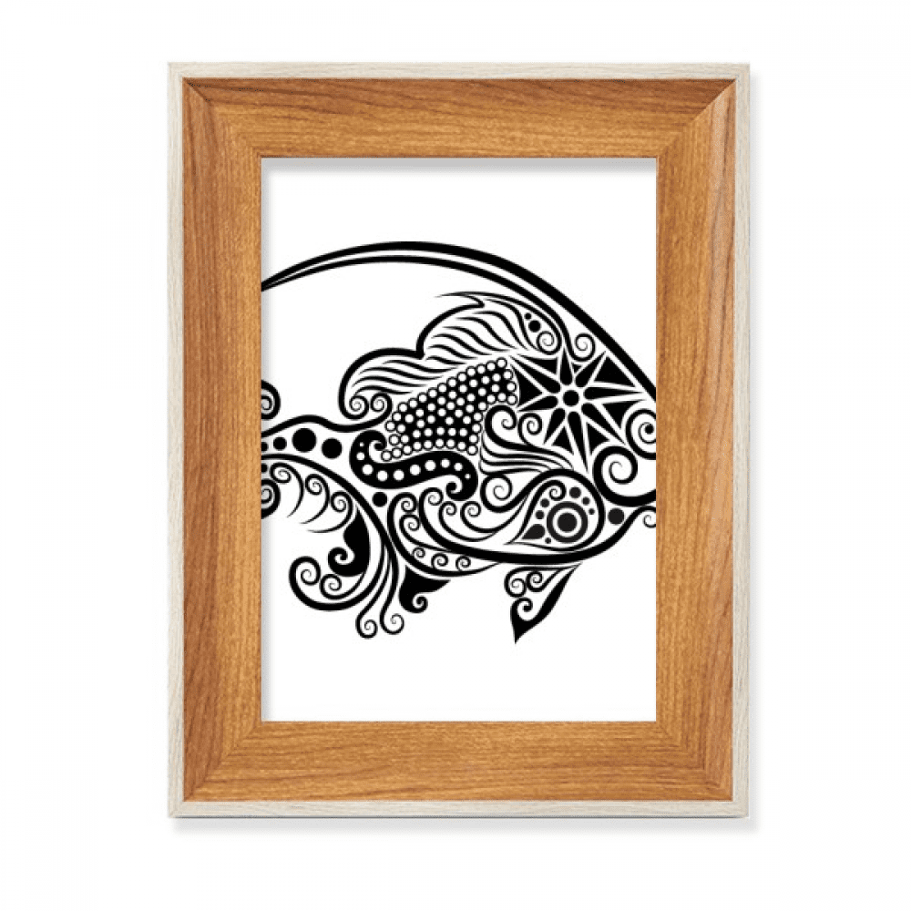 Line Drawing Fish Pattern Desktop Wooden Photo Frame Display Picture ...