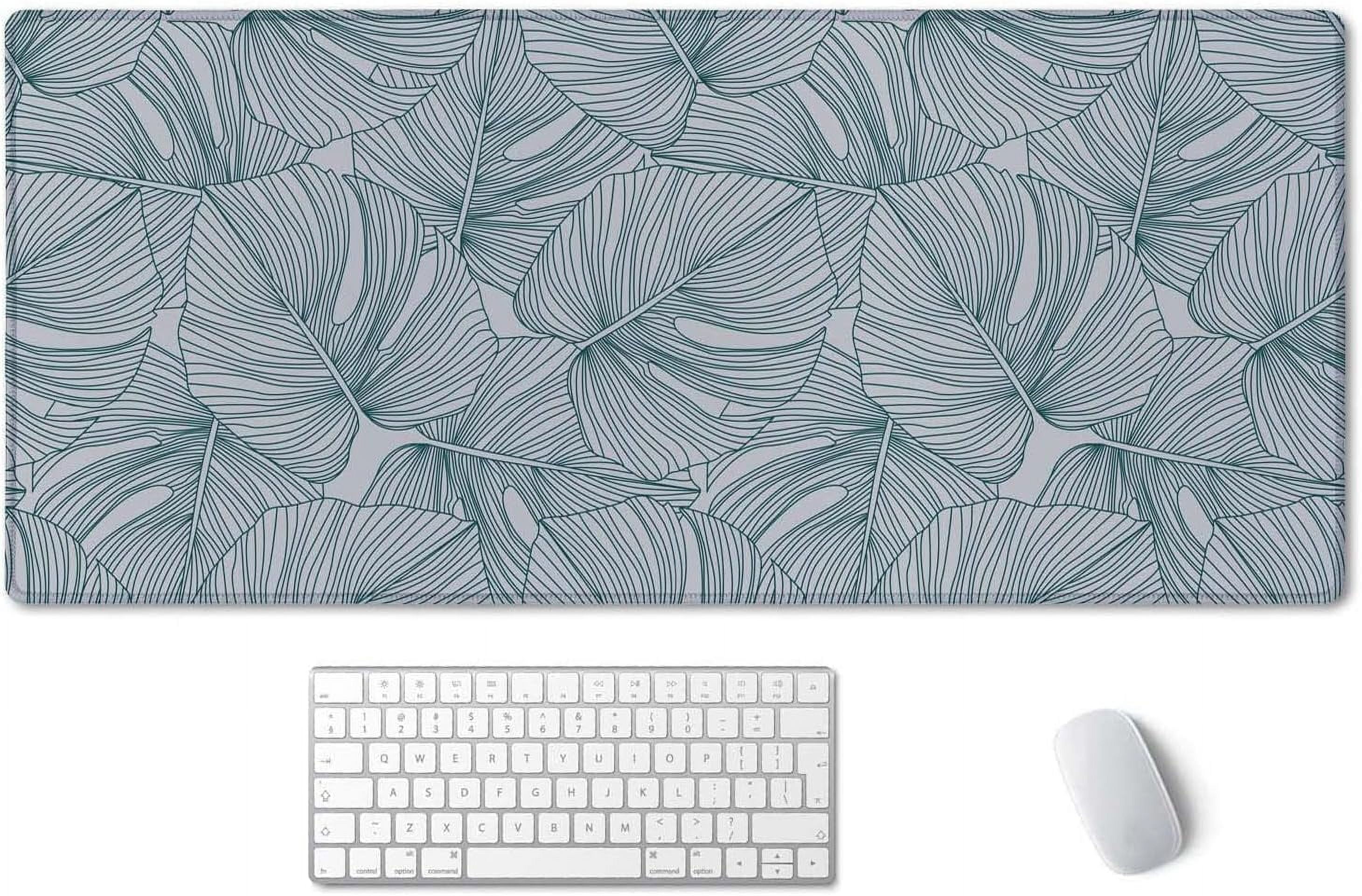 Line Drawing Monstera Leaves Green Desk Mat, Desk Mat Green, Green ...