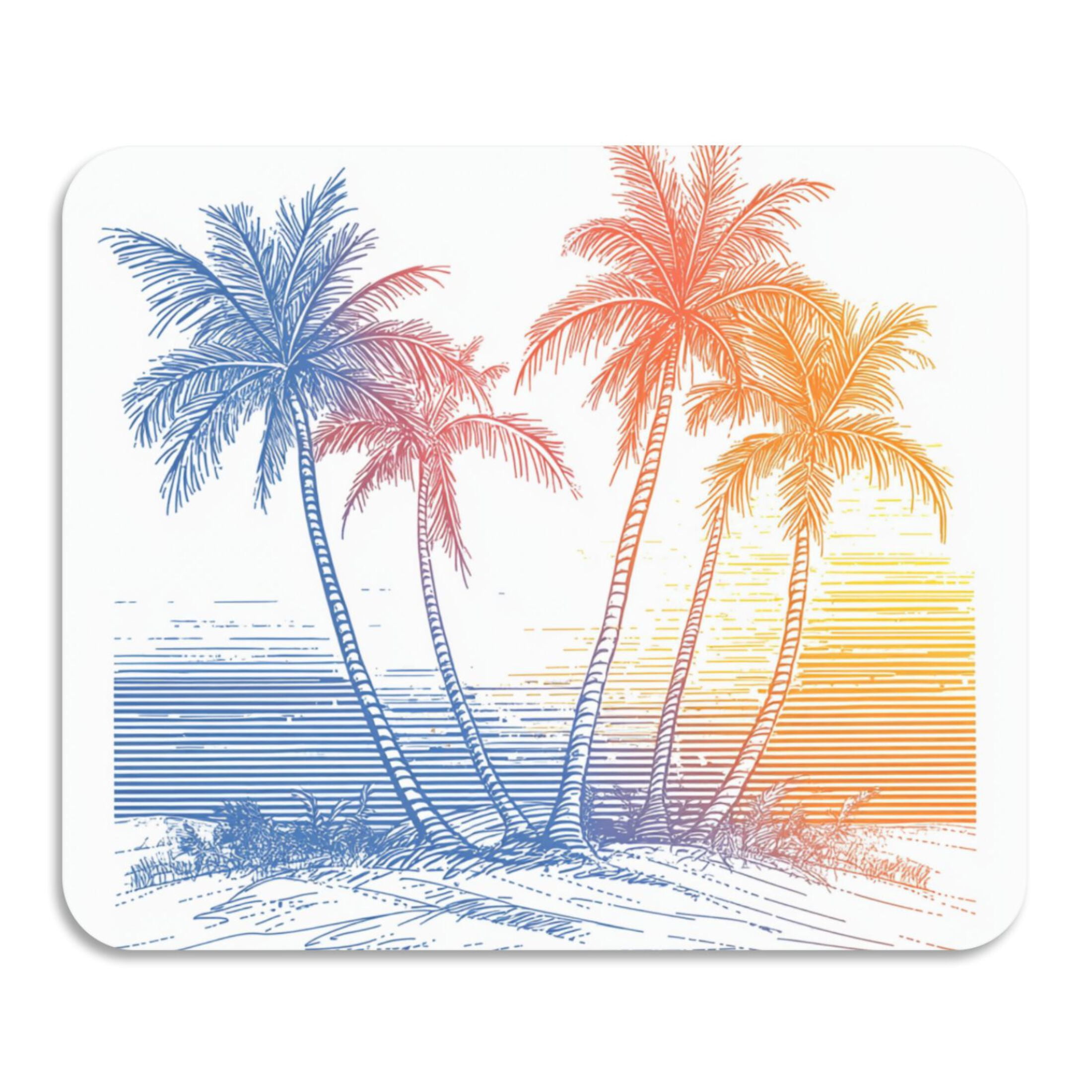 Line Drawing Palm Trees Rainbow Colored Diatomite Dish Drying Mat Drain ...