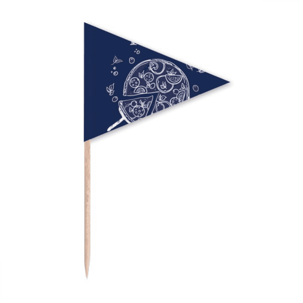 Line Drawing Pizza Italy Foods Toothpick Triangle Cupcake Toppers Flag ...