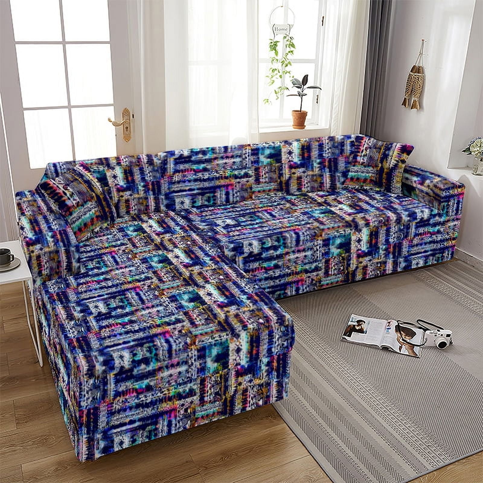 Line Flower Stripe Sofa Covers for Living Room Sectional Corner L Sofa ...