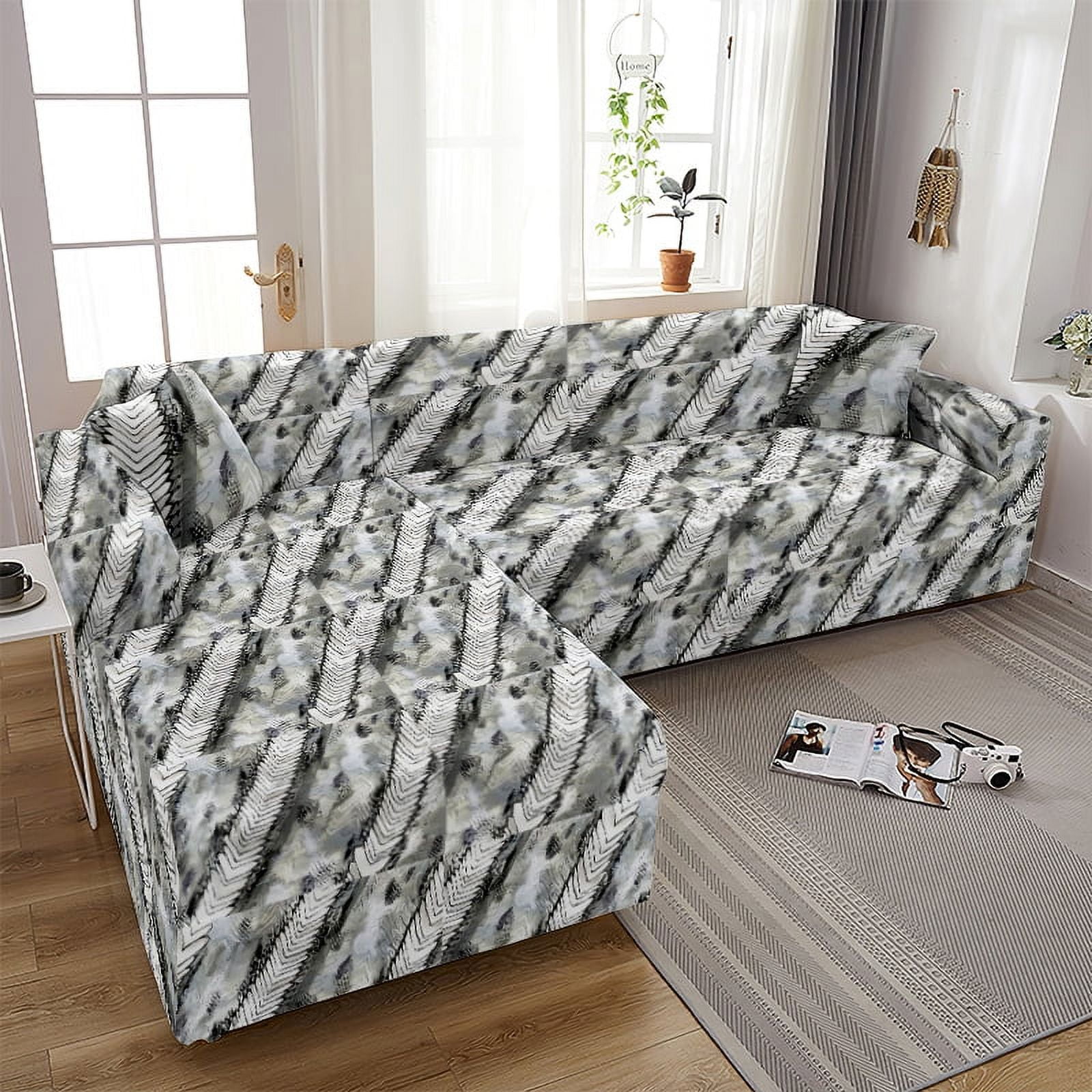 Line Flower Stripe Sofa Covers for Living Room Sectional Corner L Sofa ...