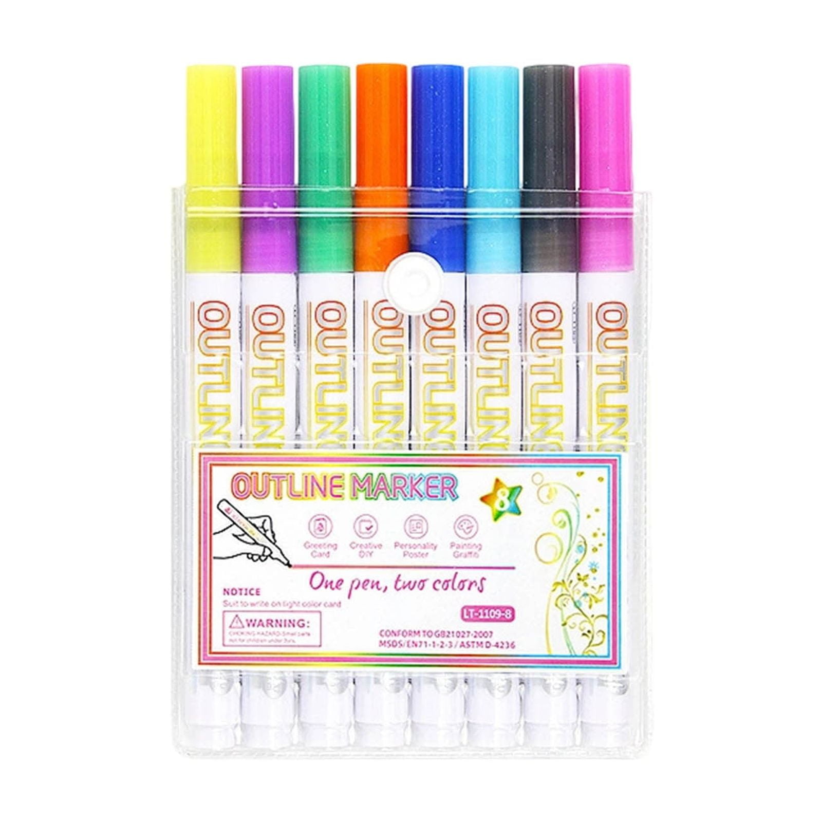 Line Gel Highlighter Pen Outline Marker For Writing Drawing Greeting ...