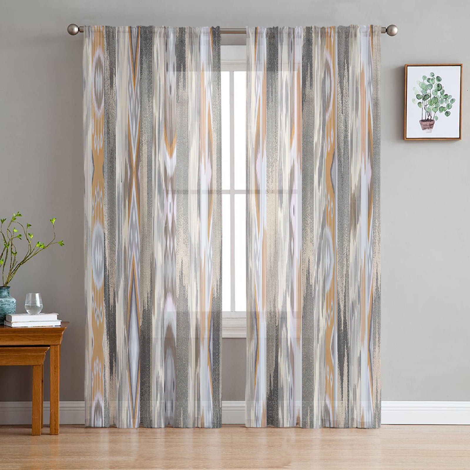 Line Geometry Repetitive Abstract TextureTulle Curtains ration Modern ...
