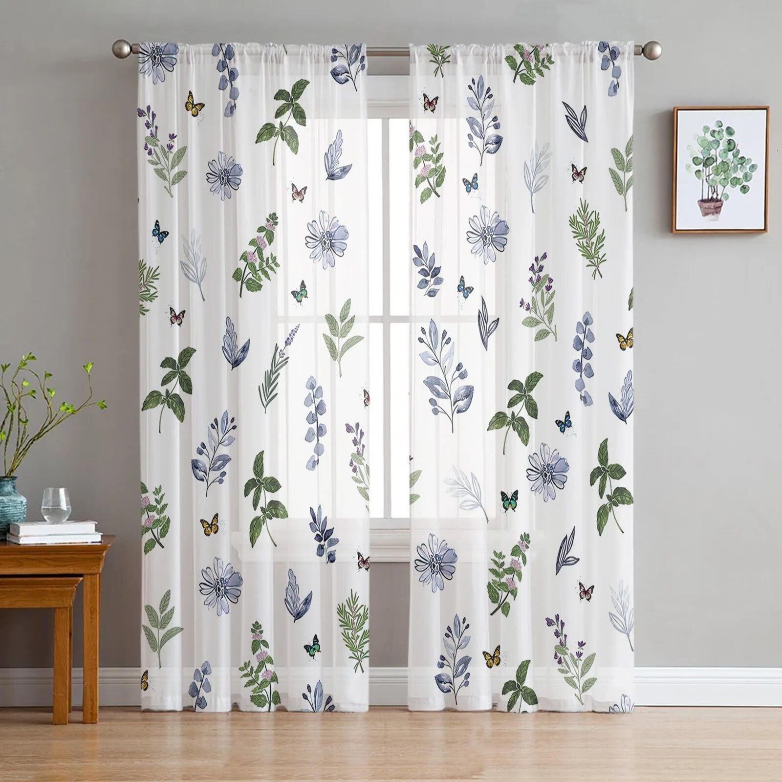 Line Gradient Pattern Purple Abstract Sheer Curtains Living Room ...
