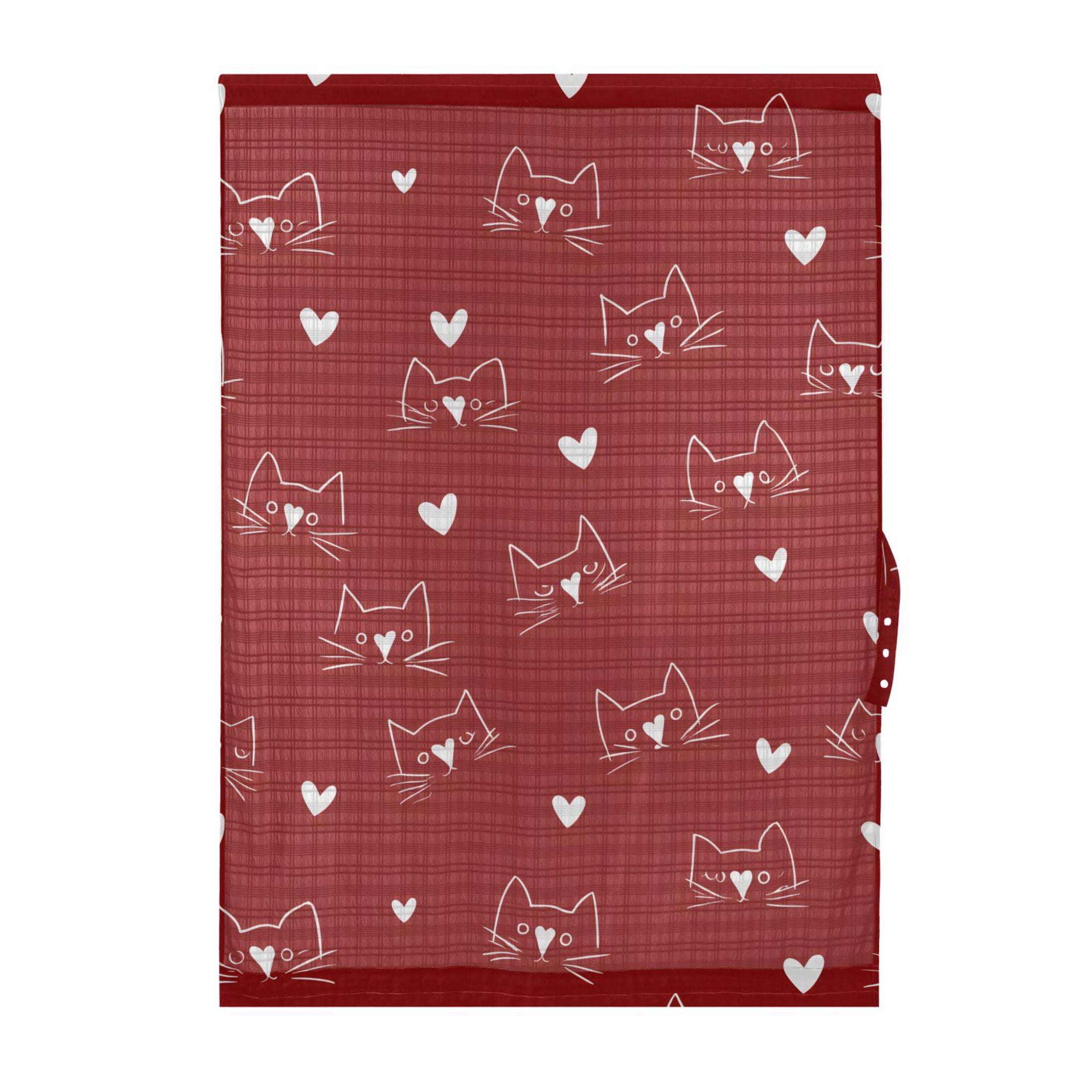 Line Kitten Heart Door Curtain Sheer Privacy Light Filtering Window ...