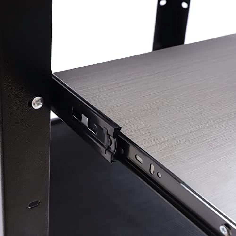 Line Leader AV Cart w/Locking Cabinet, Heavy Duty Mobile Workstation Supports 77 lbs, Steel ...