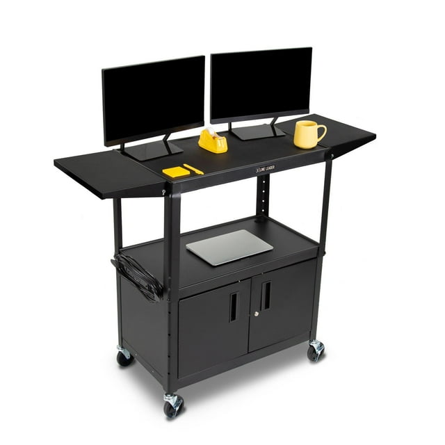 Line Leader Steel AV Cart with Cabinet, Drop Leaves, Wheels ...