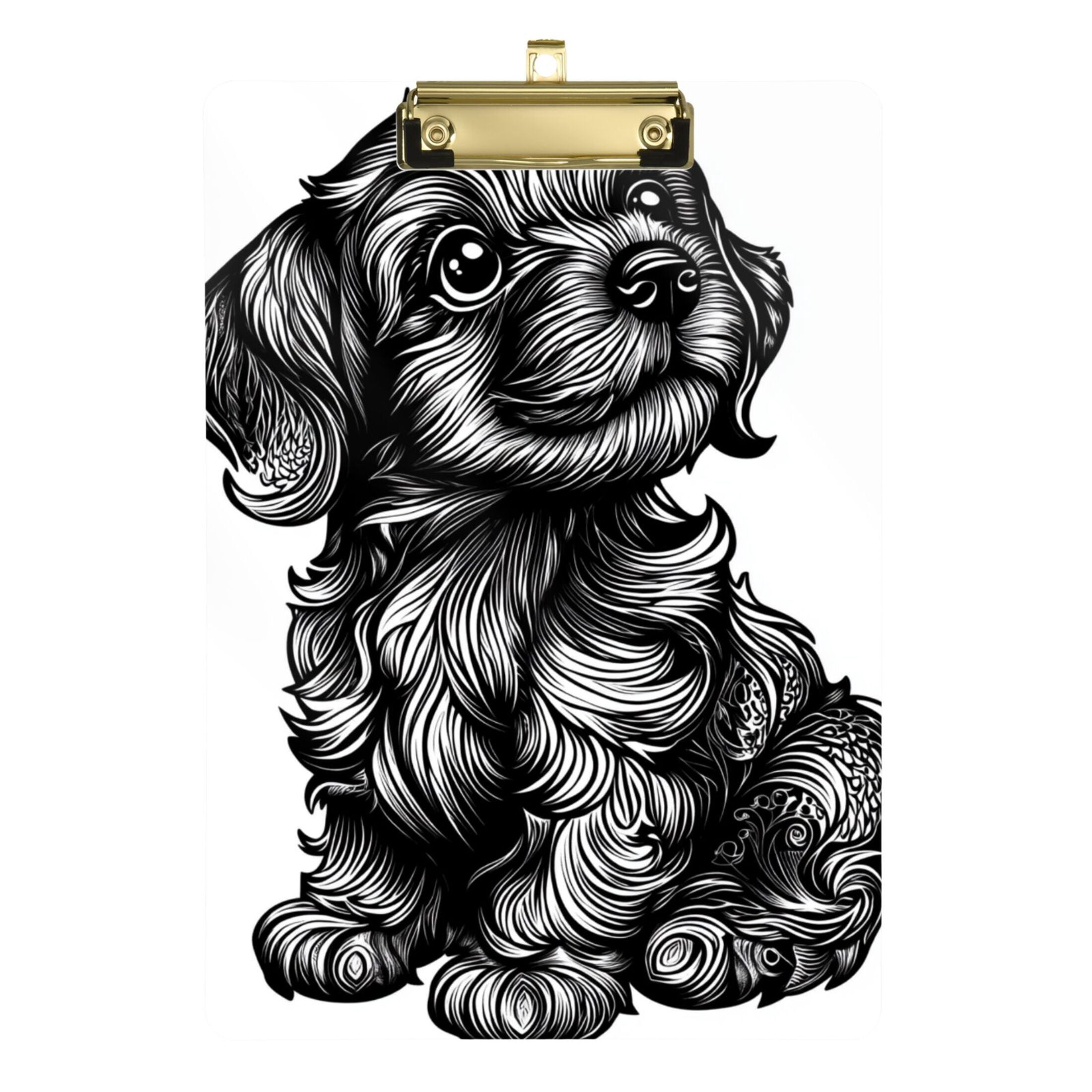 Line Painting Poodle Dog Acrylic Clipboard Drawing Board Clipboard with ...