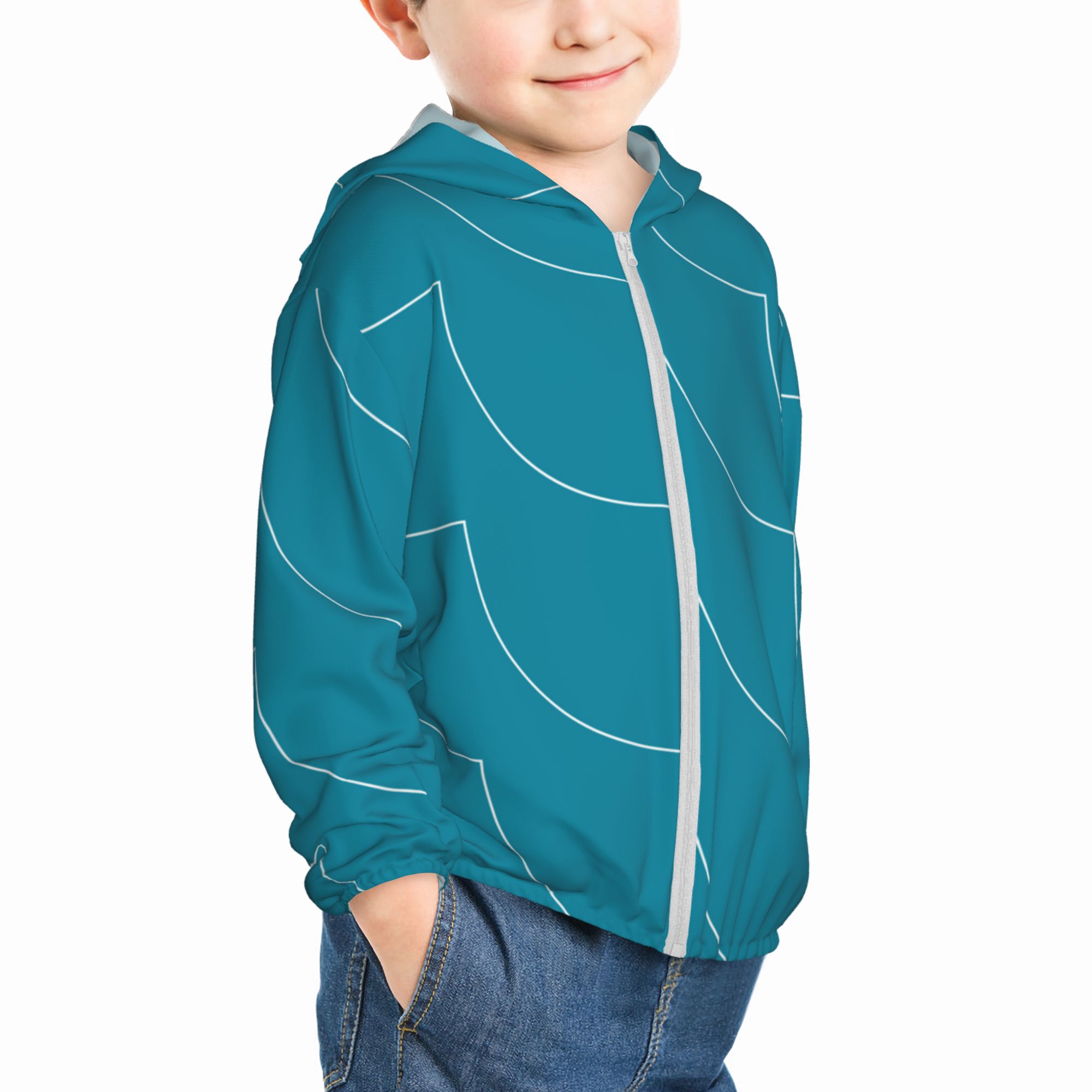 Line Pattern Kids Zip-Up Hoodie Girls Boys Sun Protection Jacket Hooded Cooling Shirt - Walmart.com
