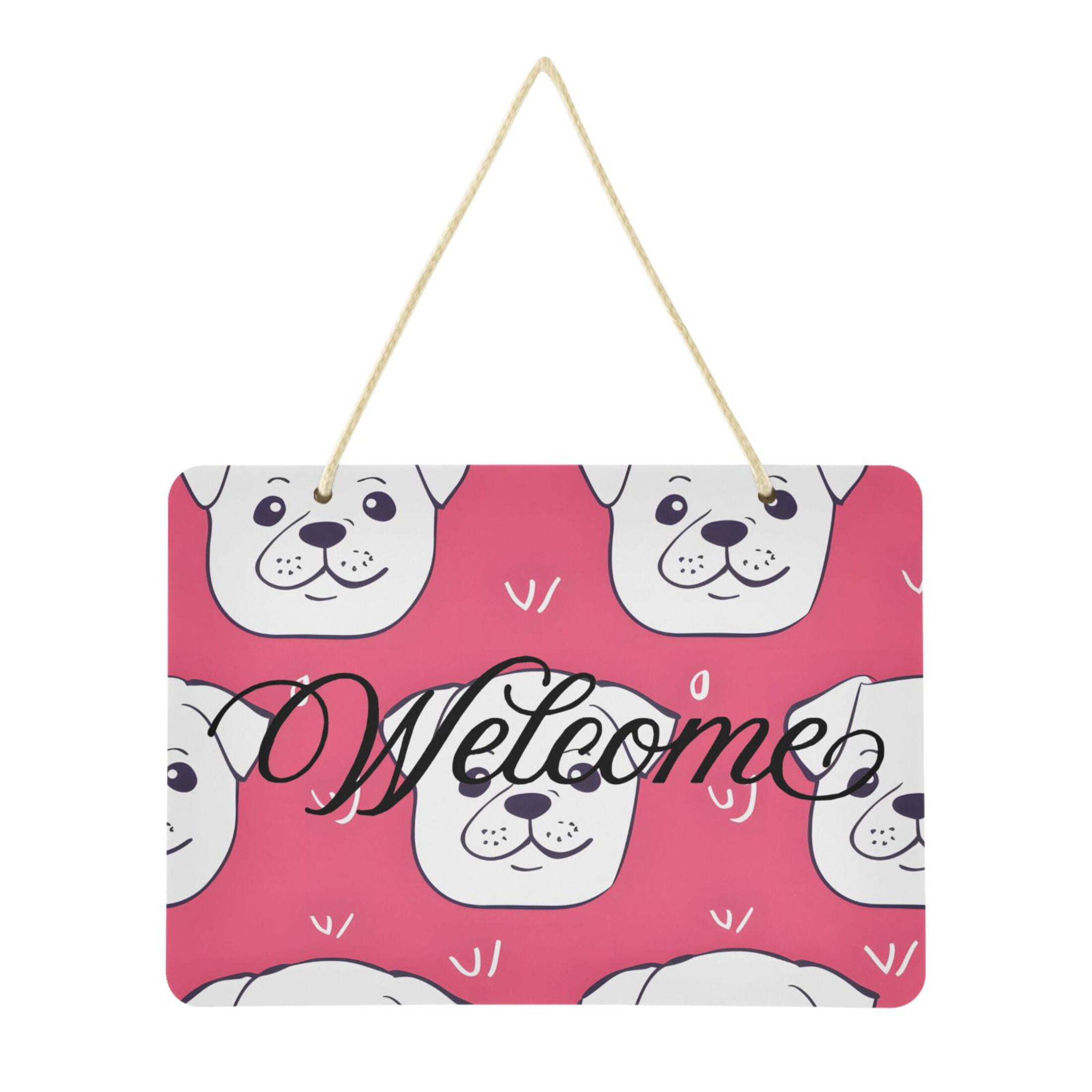 Line Puppy Dogs Welcome Sign Front Door PVC 14x10 inch Hanger Hello ...