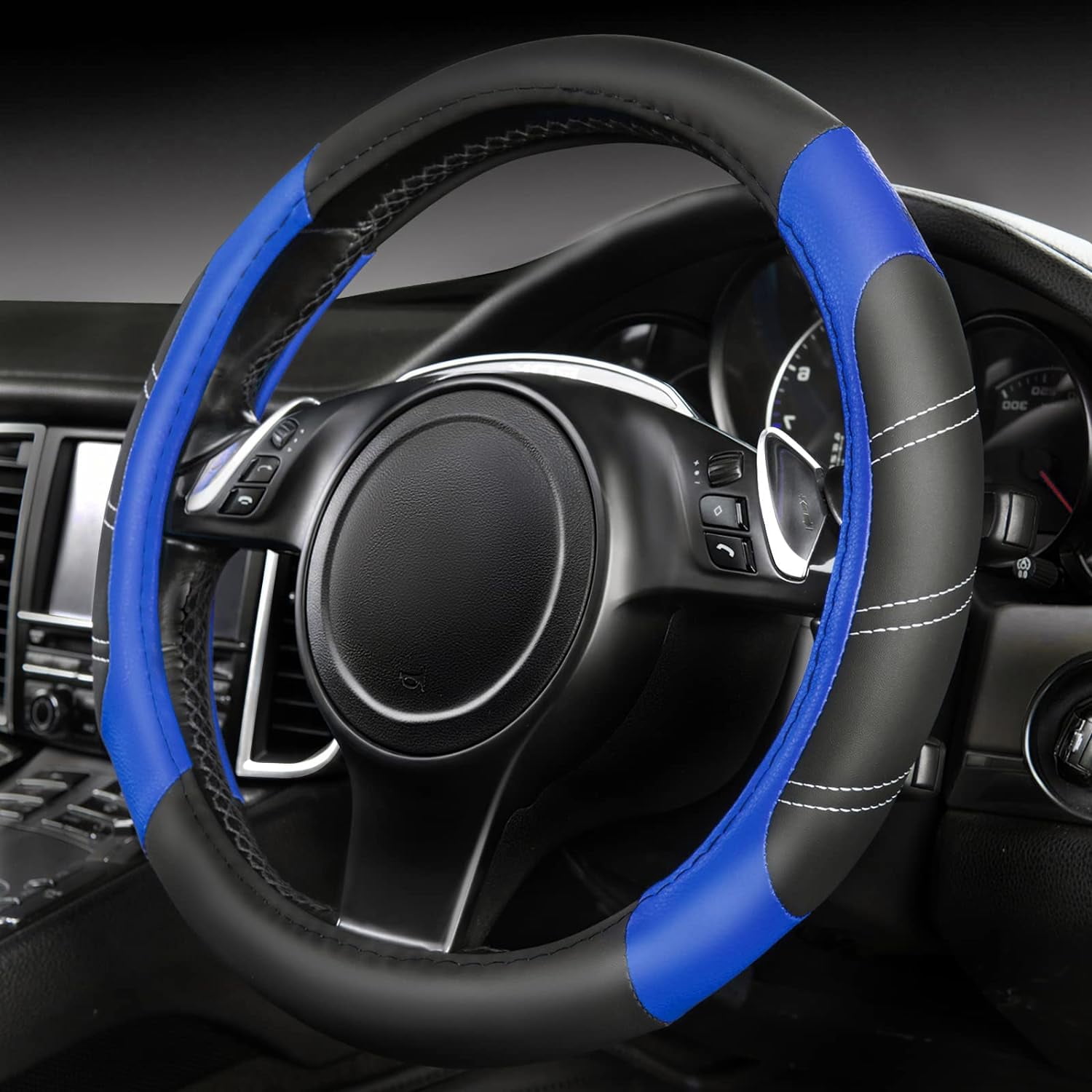 Line Rider Microfiber Leather Sporty Steering Wheel Cover Universal ...