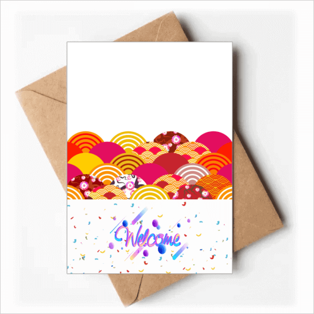 Line Sakura Pattern Geometry Welcome Back Greeting Cards Envelopes ...