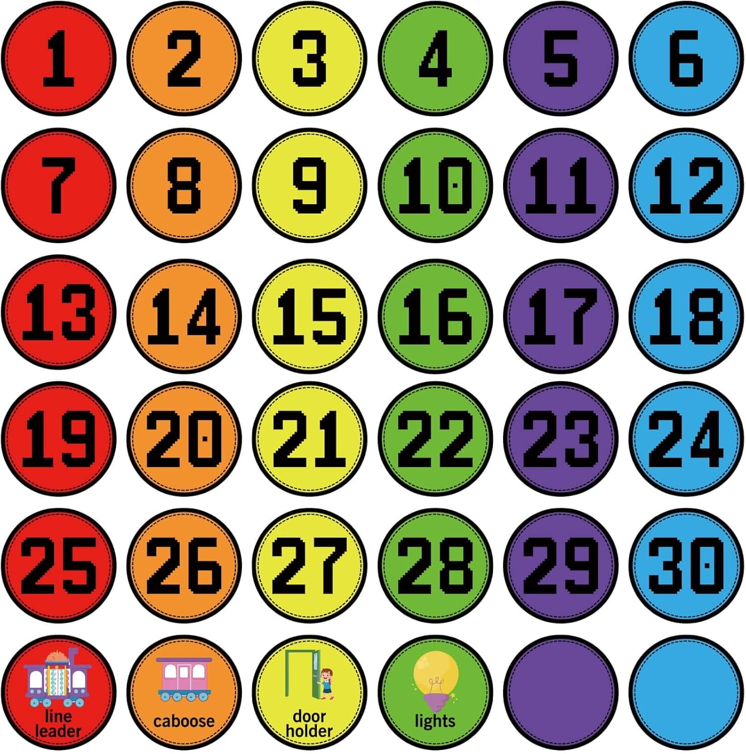 Line up Spots for Classroom 36Pcs 4in/10cm Floor Numbers Stickers 1-30 ...